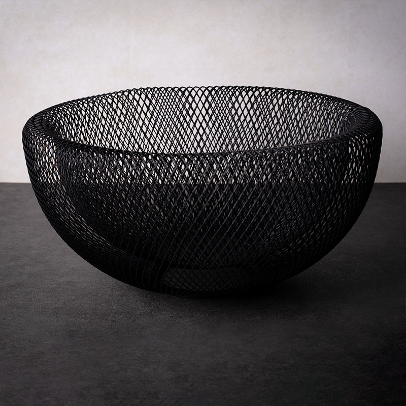 Wire Mesh Round Basket Black 11.25" (Limited) | Broadway Party Rentals