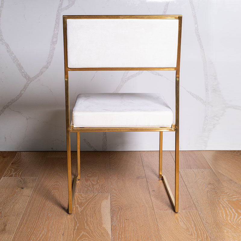 Gramercy Gold Chair With White Velvet Cushion | Broadway Party Rentals